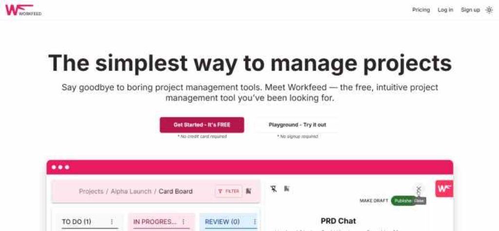 Workfeed.ai - Manage Your Projects & Tasks For Free